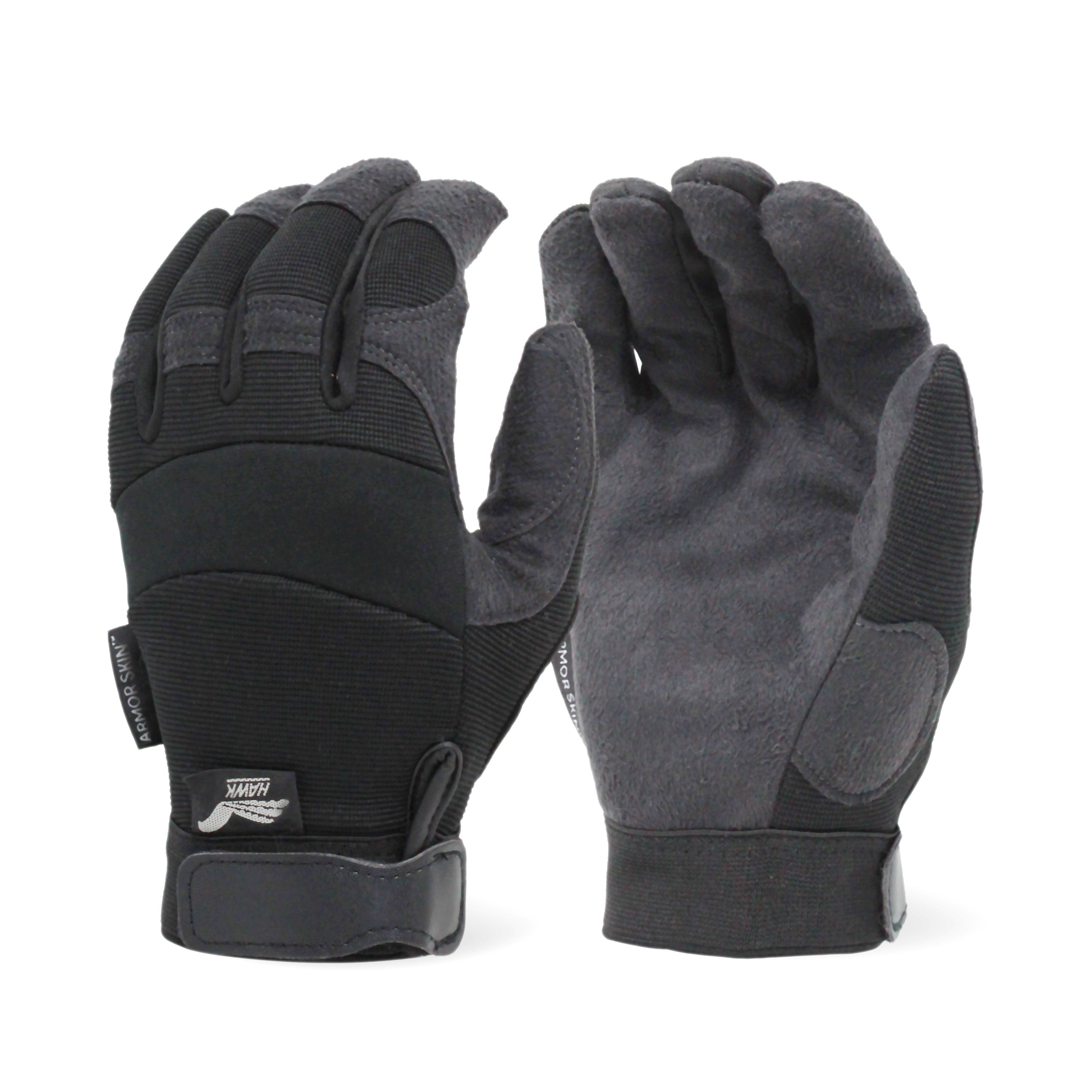 7605- Unlined Black Armor Skin Synthetic Leather Velcro Closure Knit B ...